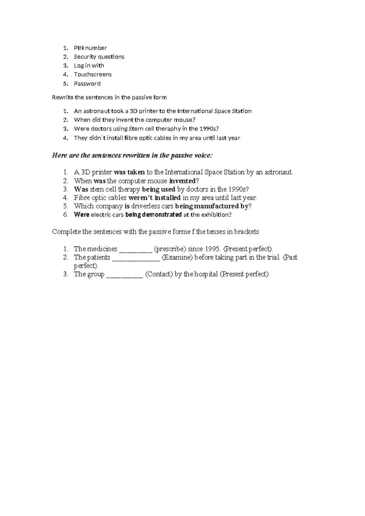 English 6 - Apuntes de Clases: Passive Voice Exercises and Answers ...