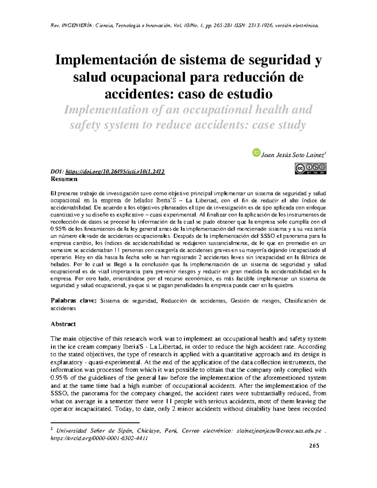 Implementación de un Sistema de Seguridad y Salud Ocupacional para ...