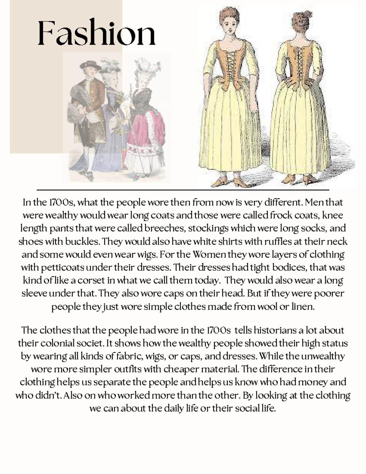 Fashion Trends of the 1700s: A Study of Colonial Attire - Studocu