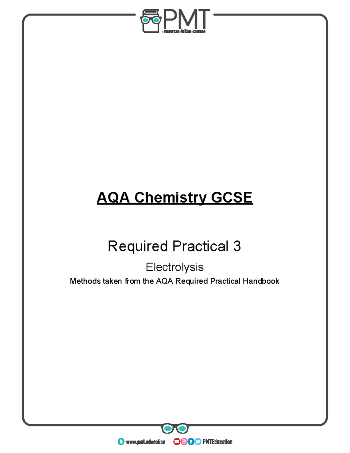 RP 3 - AQA Required Practical: Electrolysis of Aqueous Solutions - Studocu