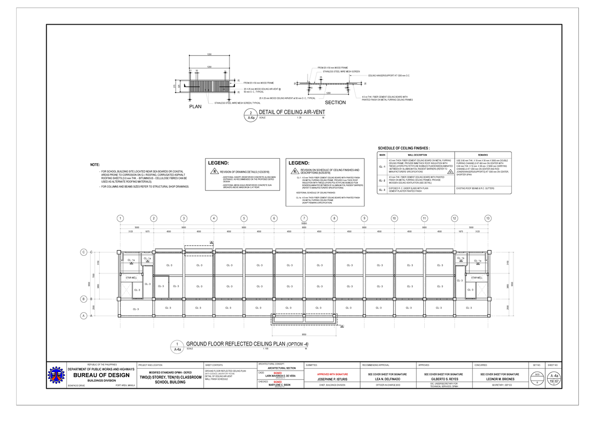 A-4a - Ground Floor Reflected Ceiling Plan for Two-Storey School ...