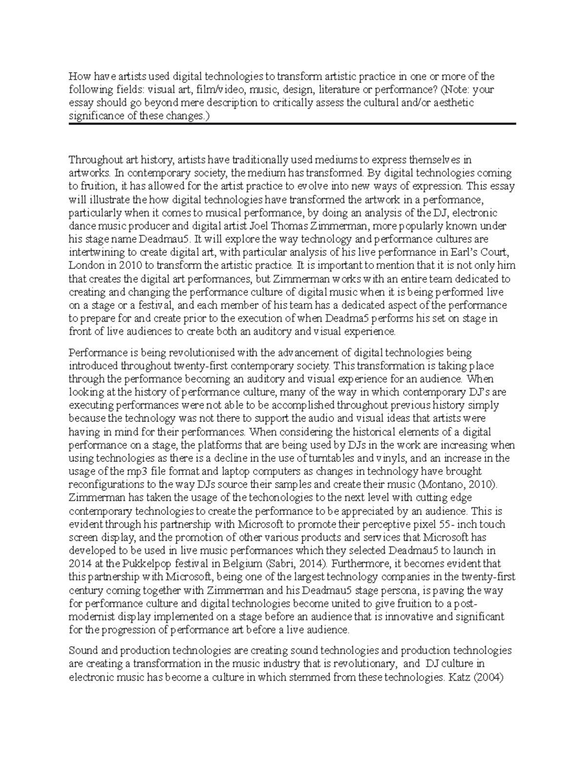 Digital Arts Final Essay - How have artists used digital technologies ...