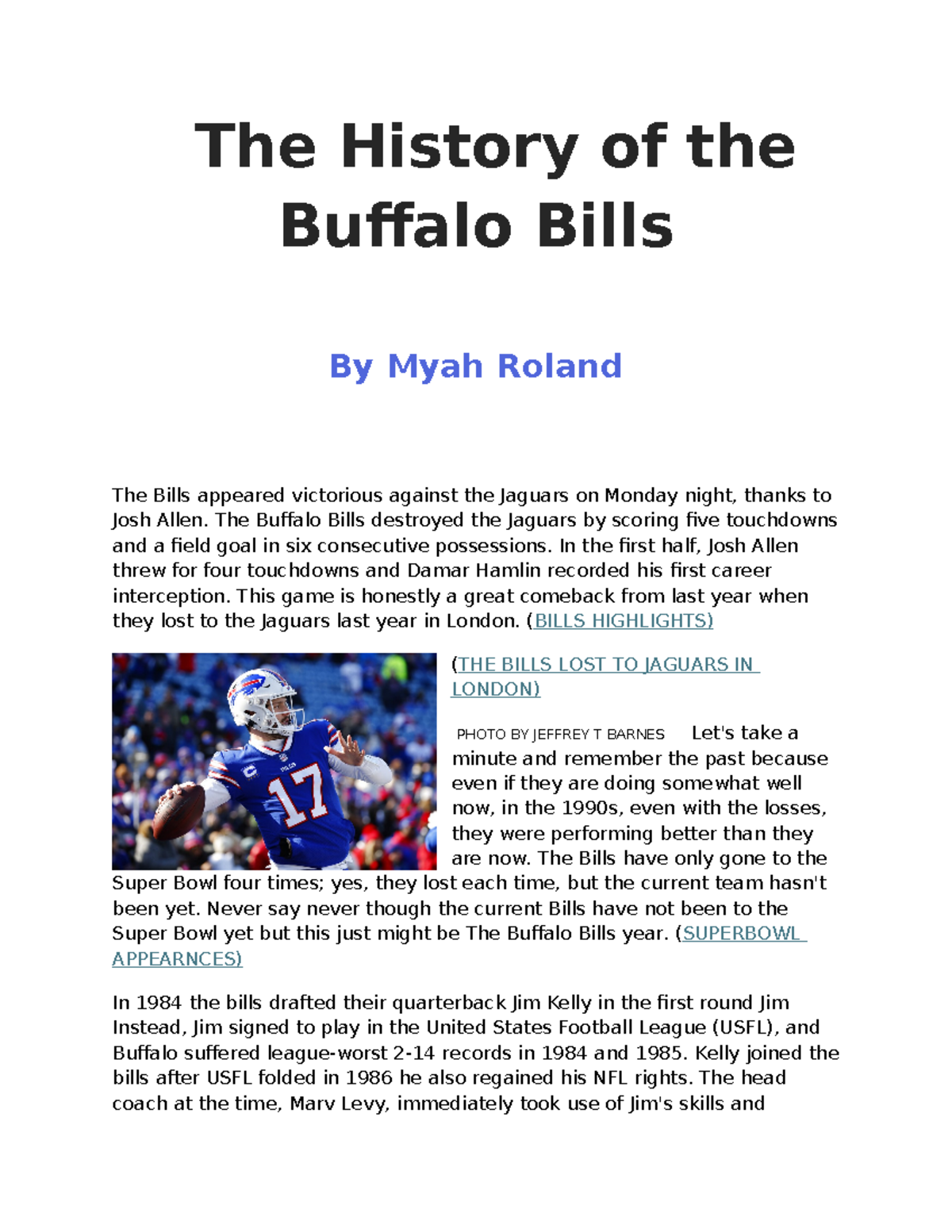 The History of the Buffalo Bills - 2 - The History of the Buffalo Bills ...