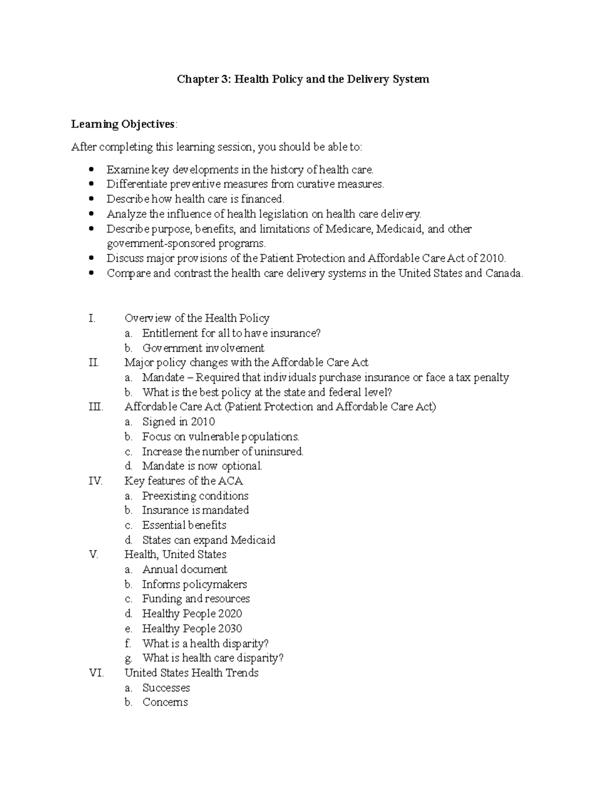 Health Policy Overview & Delivery Systems - HCA 101 Chapter 3 Notes ...