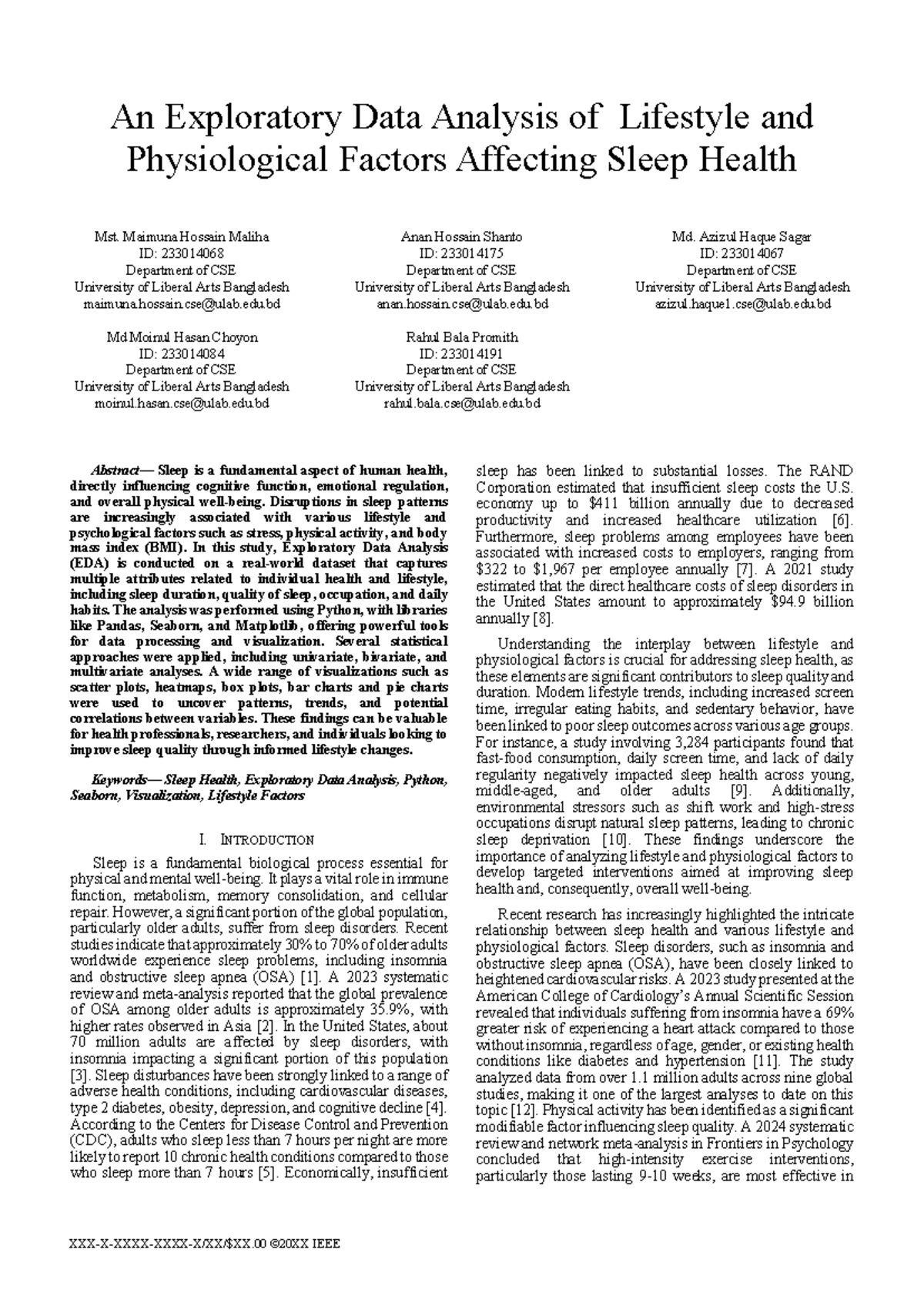 Exploratory Data Analysis of Lifestyle Factors Impacting Sleep Health ...