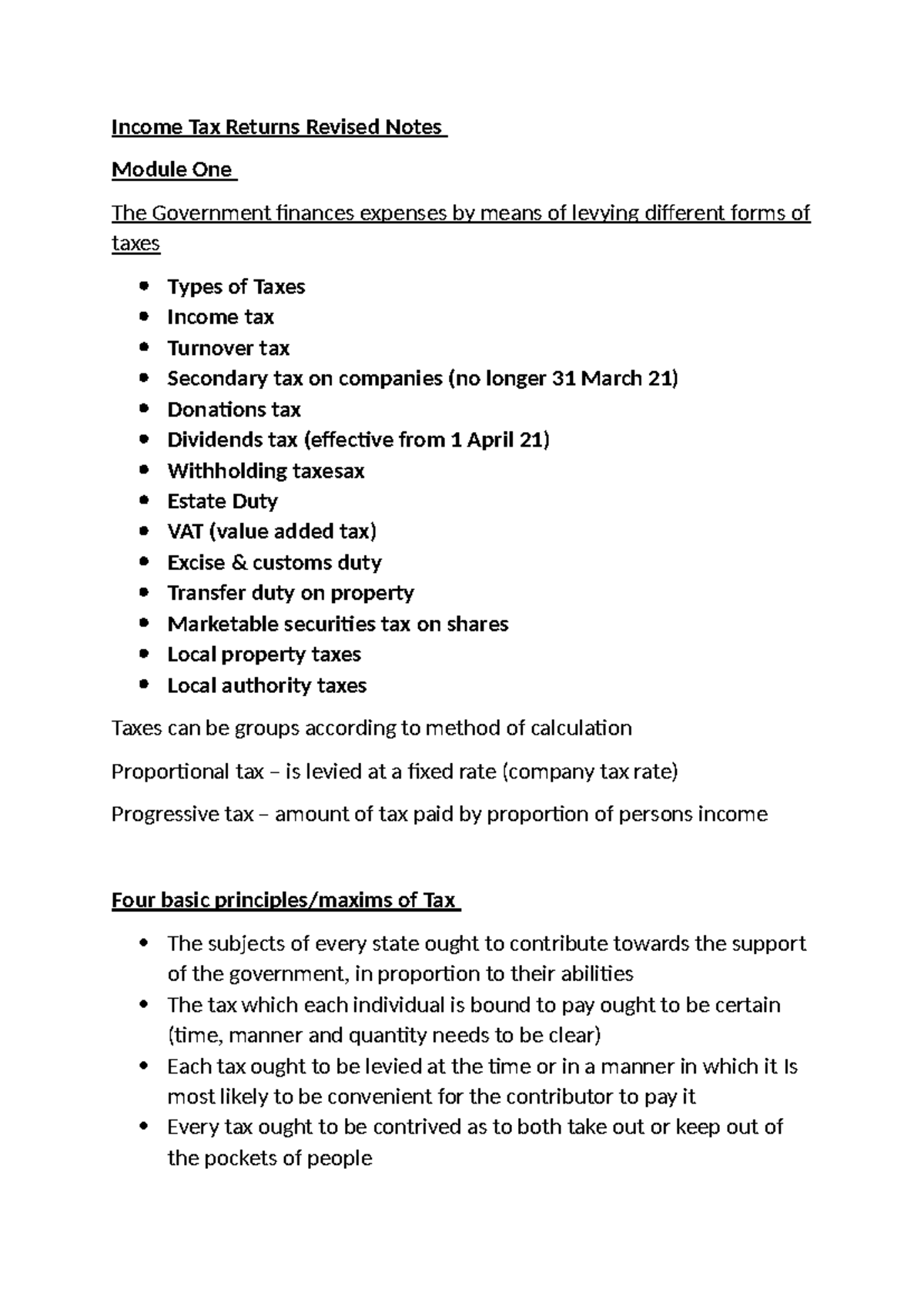 Revised Notes on Income Tax Returns IITR - Module 1 & 2 - Studocu
