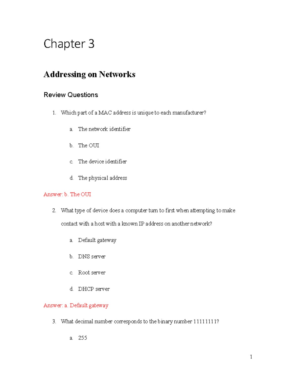 Network+ 8e Chapter 3 Review Questions Solutions - Studocu