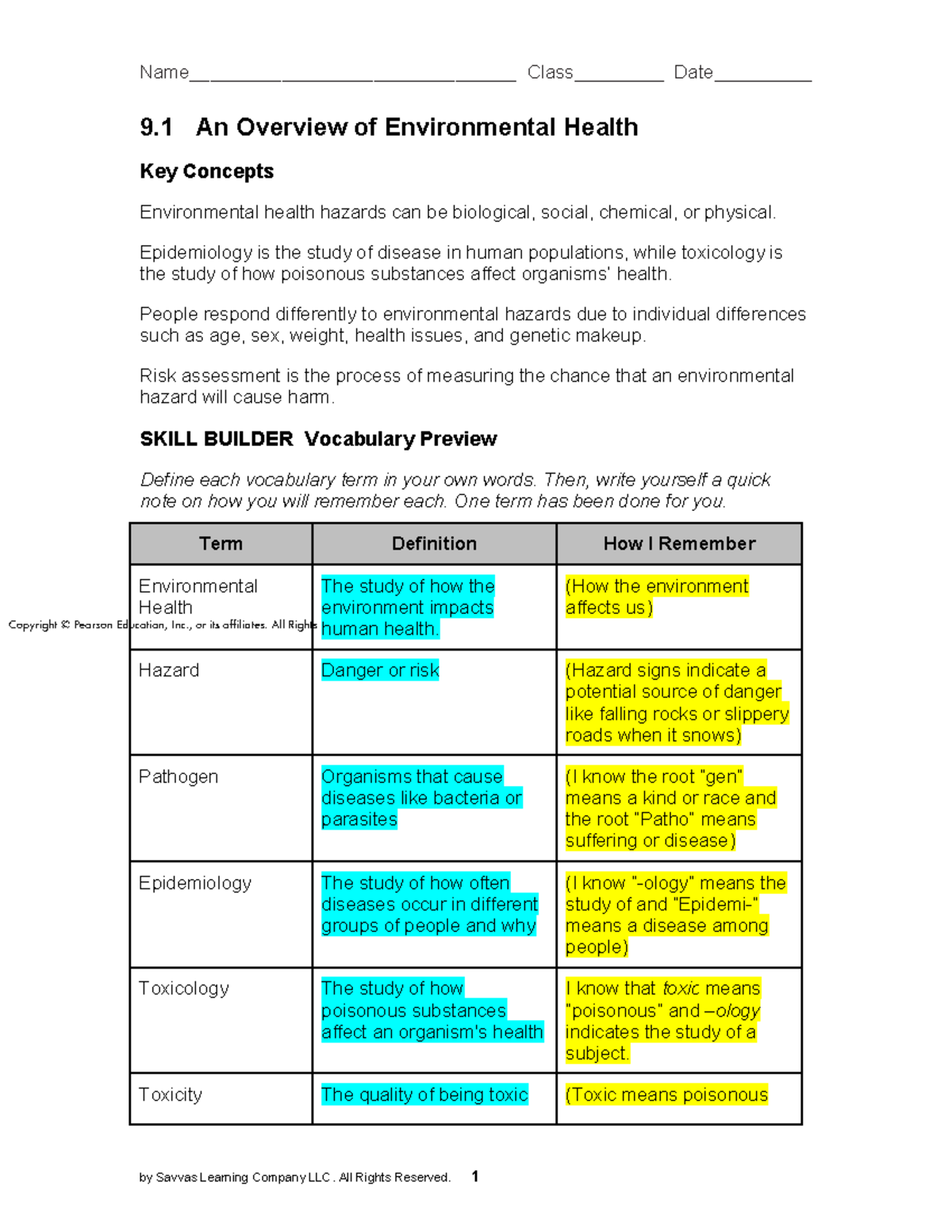 ENV21 09 01 Wkbk Lesson Science Lesson 9 - 9 An Overview of ...
