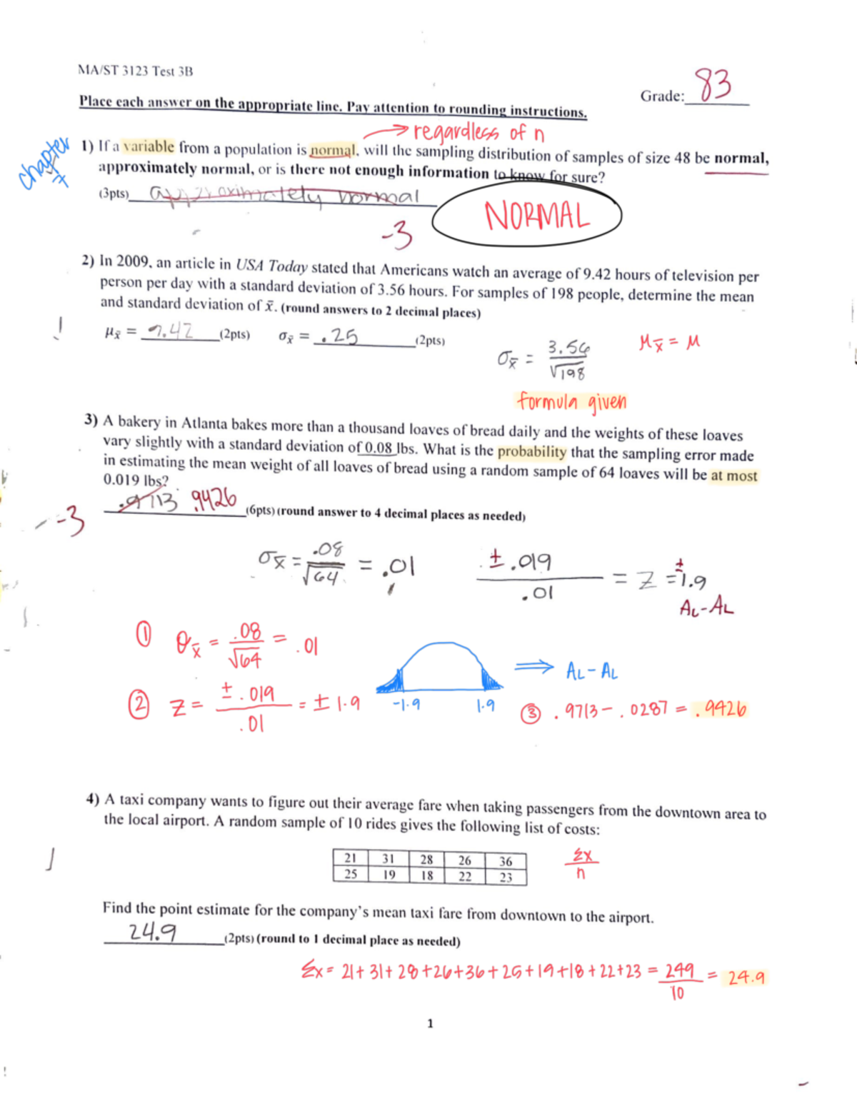 Statistics Practice Test 3123 Test 3B - Solutions and Insights - Studocu