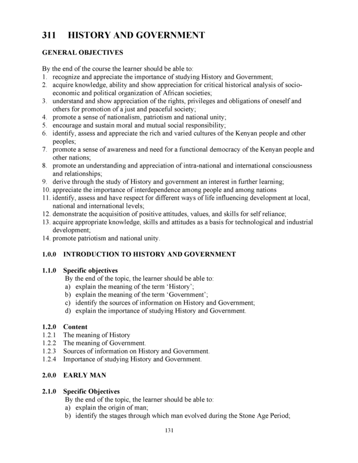 311 HISTORY AND GOVERNMENT SYLLABUS: COURSE OBJECTIVES AND CONTENT ...