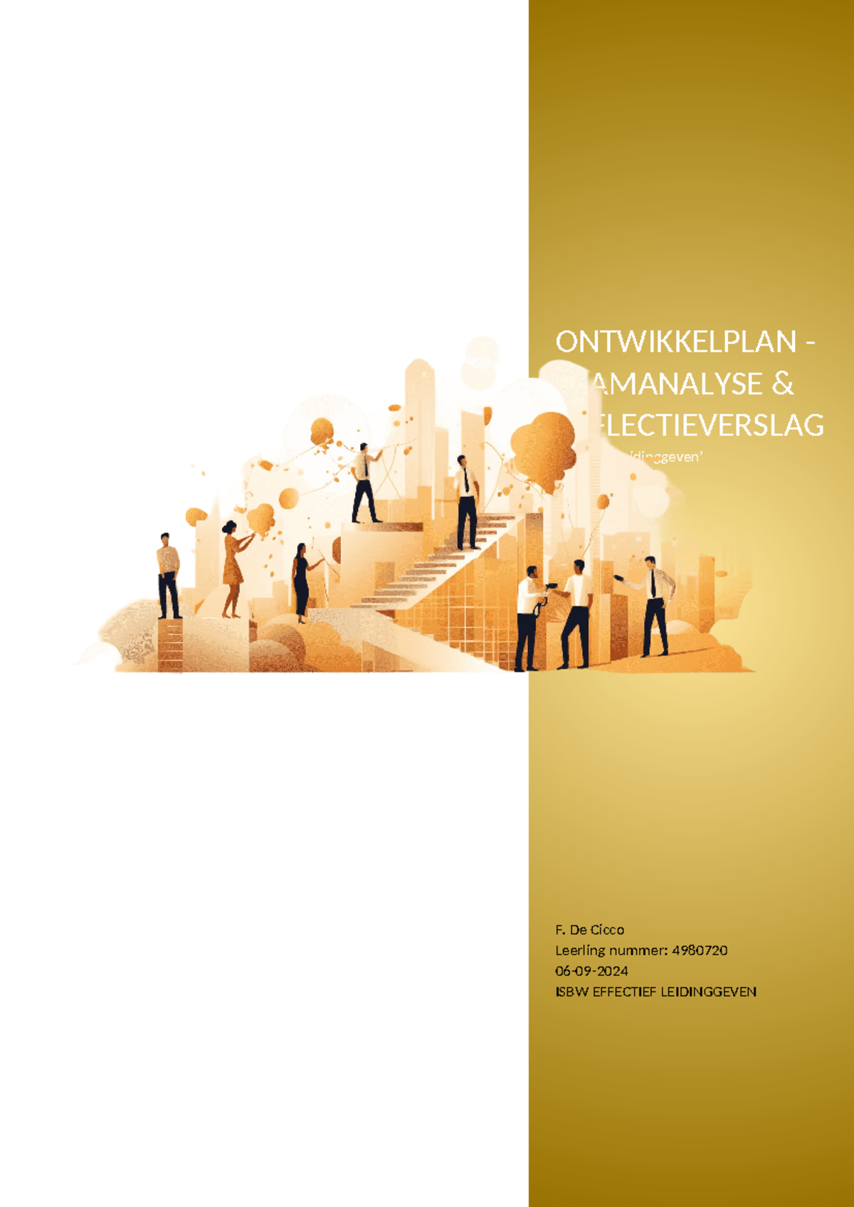 Ontwikkelplan en Reflectieverslag Effectief Leidinggeven ISBW - Studeersnel