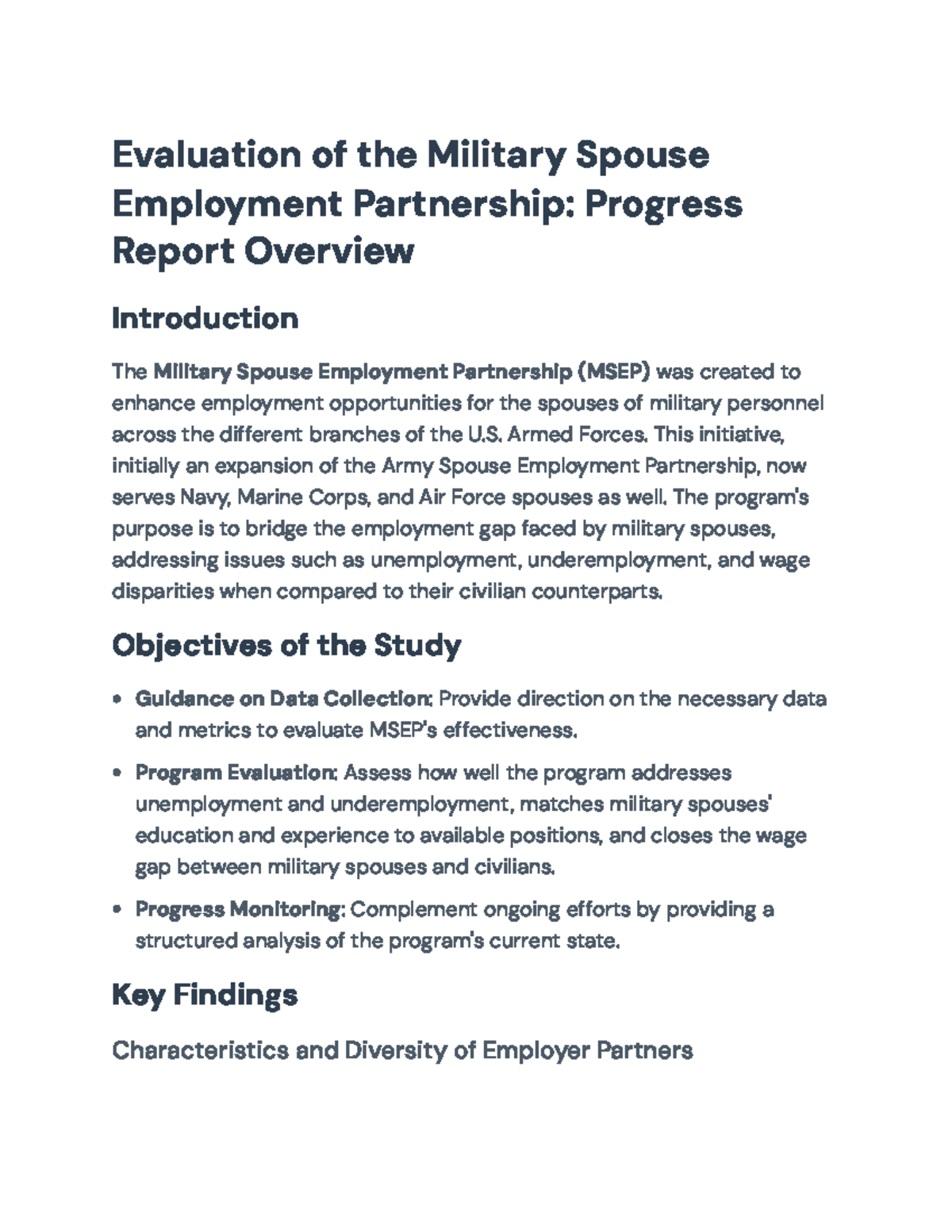 Evaluation of the Military Spouse Employment Partnership: Progress ...