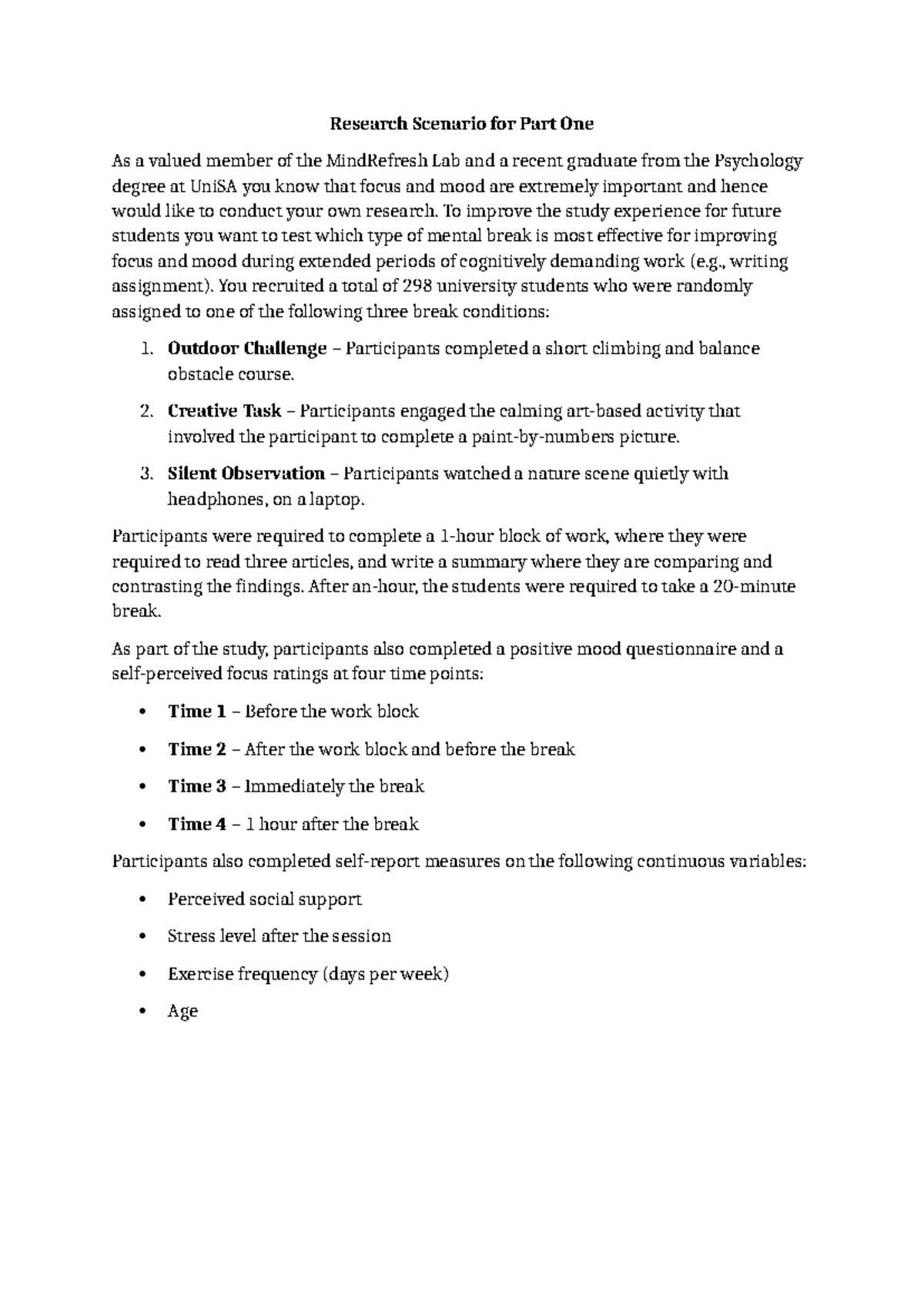 Practice Exam: Research Methods in Psychology (PSY101) - Studocu