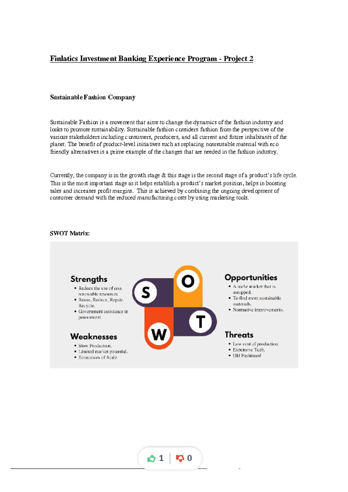Finlatics Investment Banking Experience - Project 2: Sustainable ...