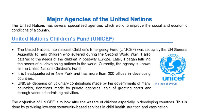UN Agencies Overview: UNICEF, WHO, and UNESCO Functions and Impact ...