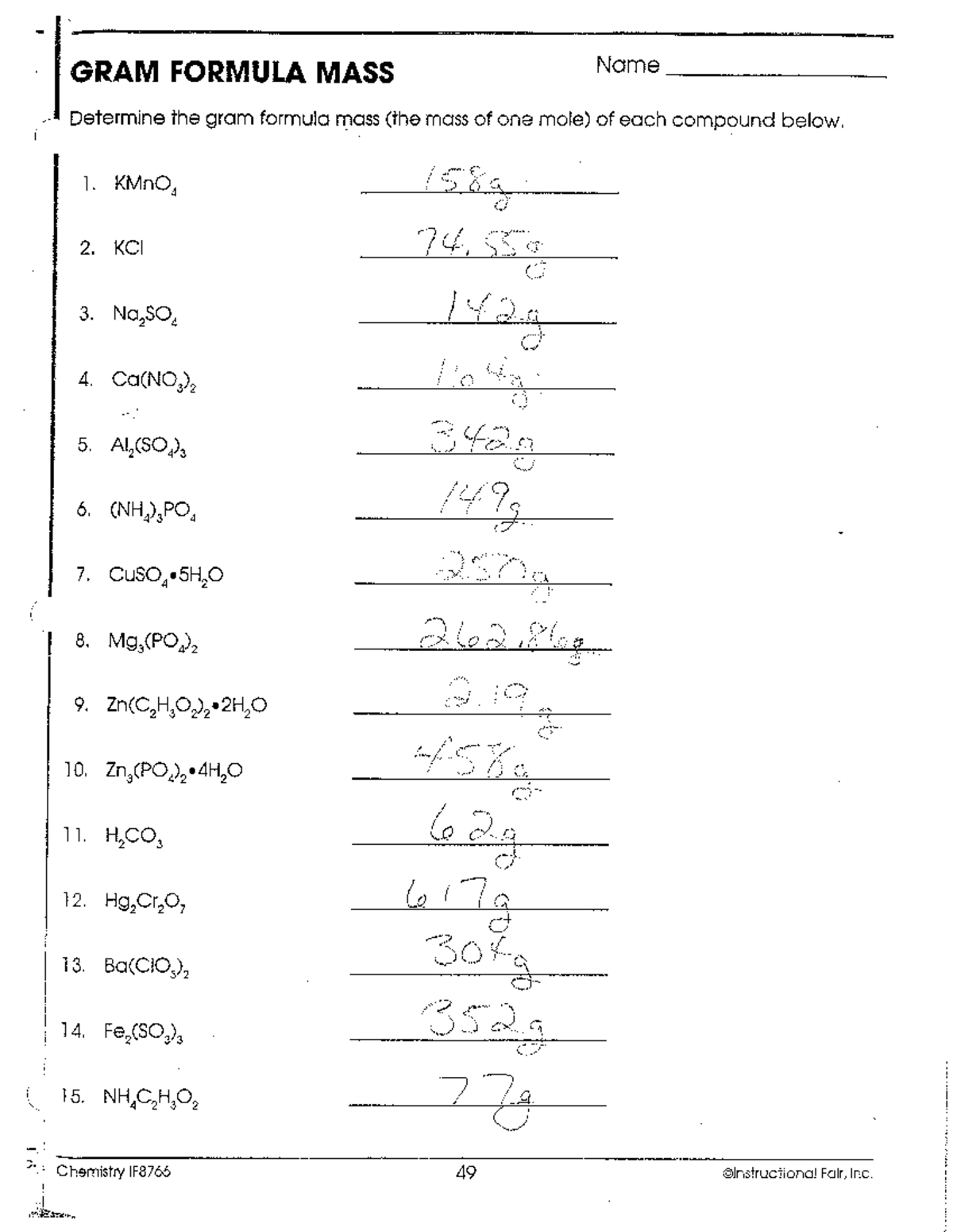 Chemistry IF8766 - Chapter 3 Handout Answers & Notes - Studocu