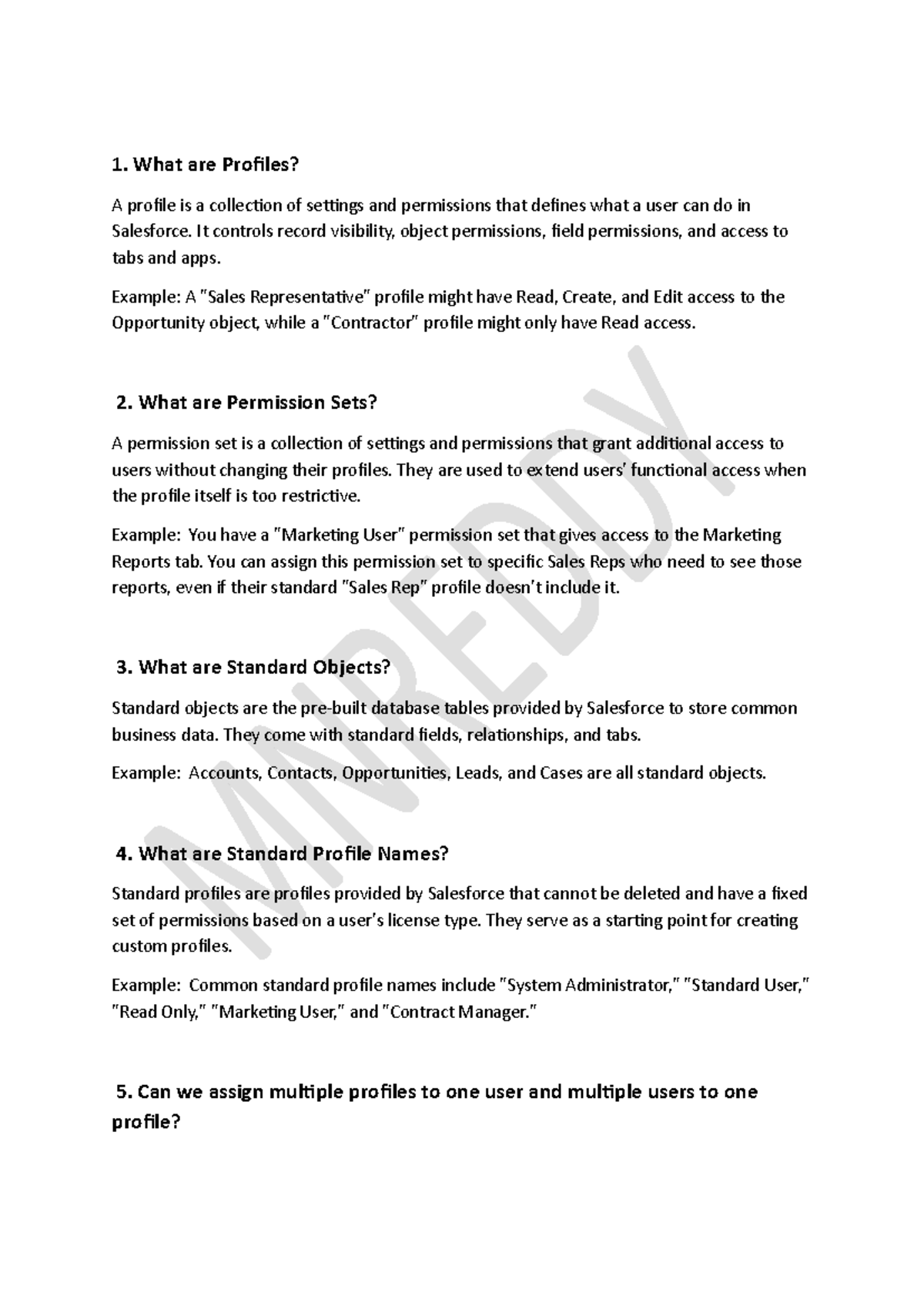 200 SF Questions with Answers: Profiles, Permissions, and Sharing - Studocu