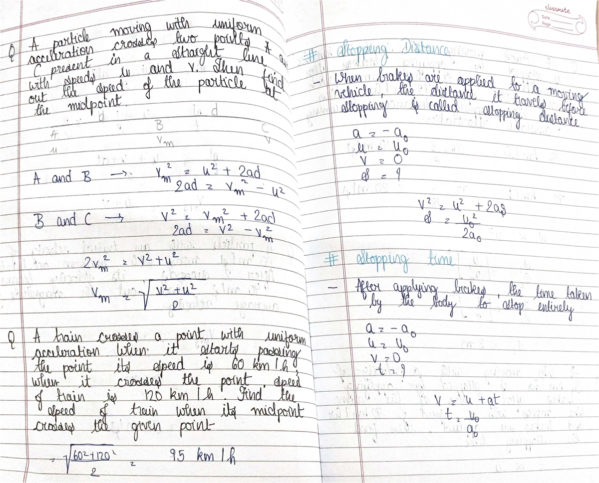 Physics 101: Stopping Distance and Acceleration Analysis - Studocu