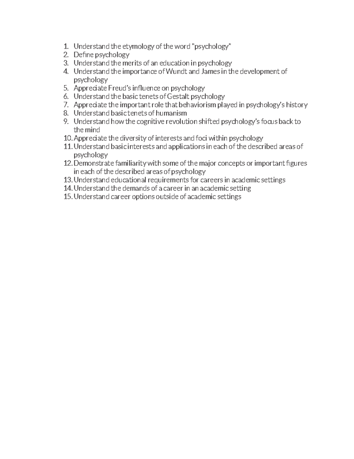 Psychology 101: Chapter One Learning Objectives and Key Concepts - Studocu