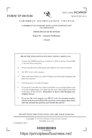Principles of Business - SBA - Caribbean Secondary Examination Council ...