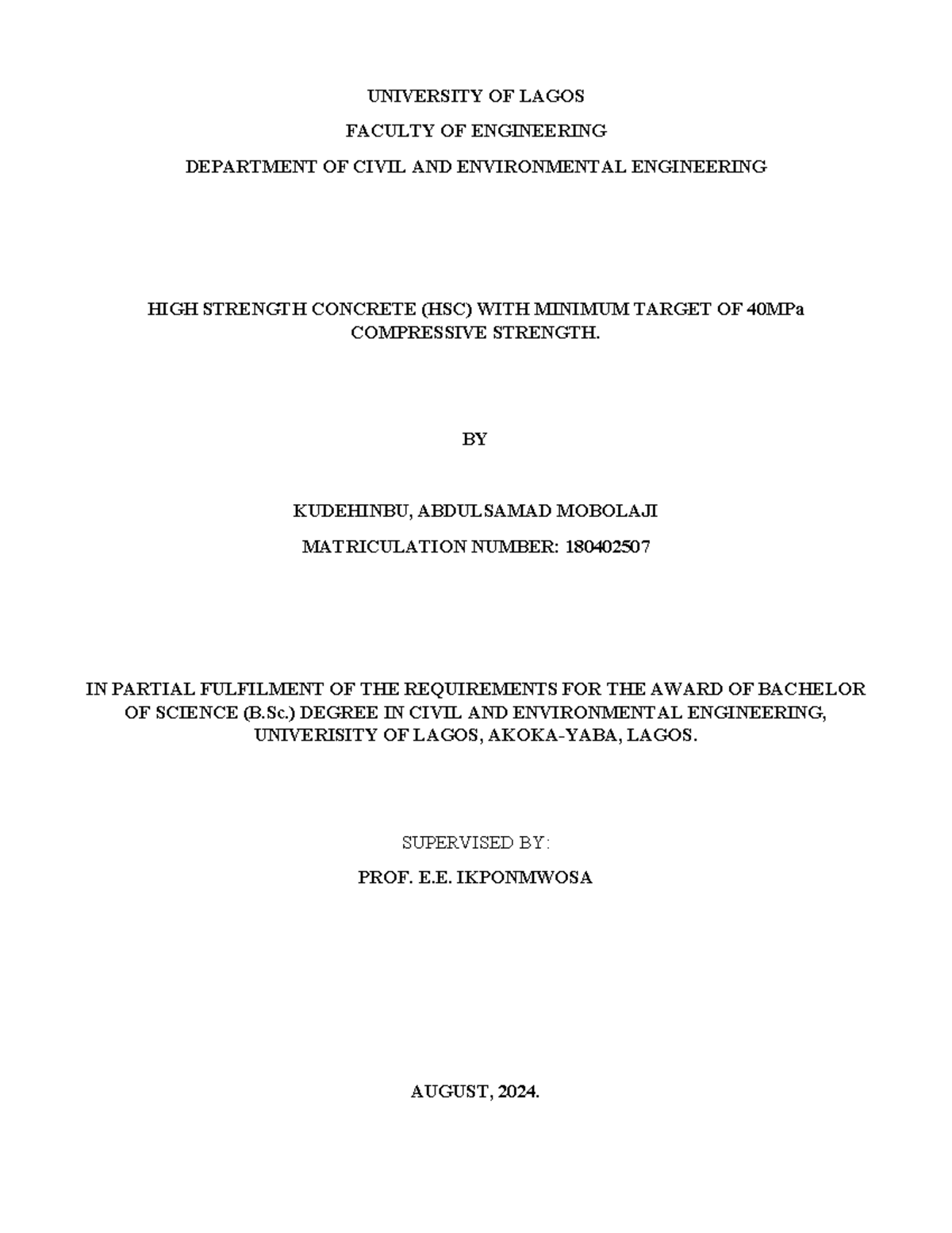 High Strength Concrete (HSC) Design for 40MPa Compressive Strength - B ...