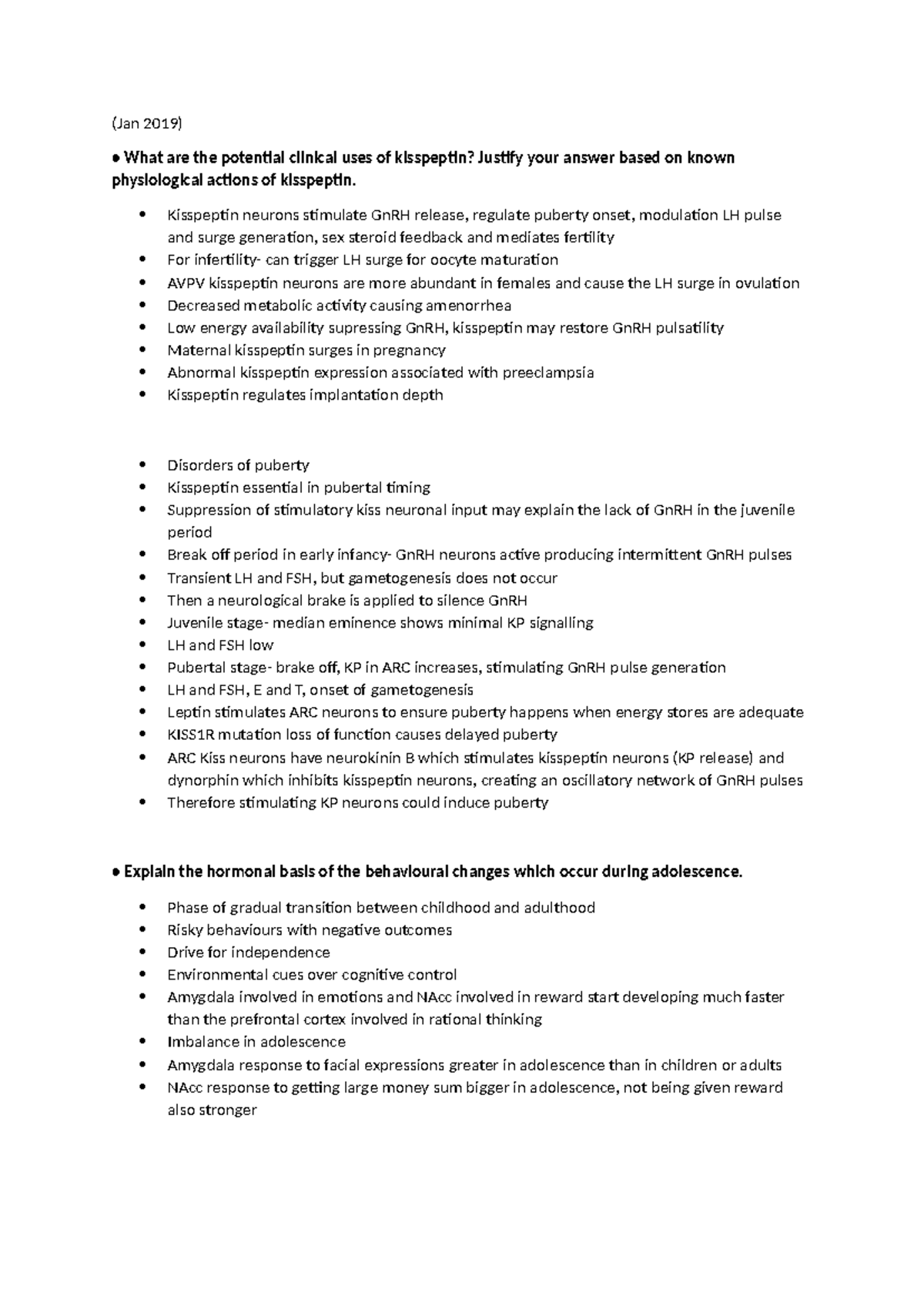 Hormones & Behaviour Revision (Jan 2019): Clinical Uses of Kisspeptin ...