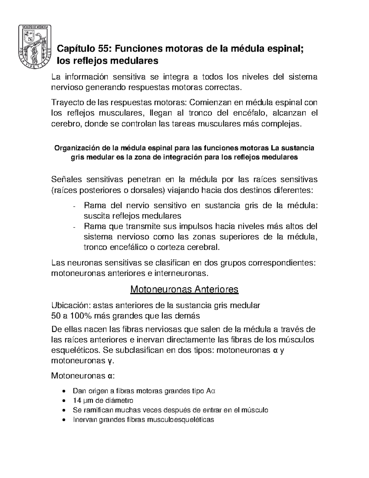 Capítulo 55 Fisiología - Capítulo 55: Funciones motoras de la médula espinal; los reflejos ...