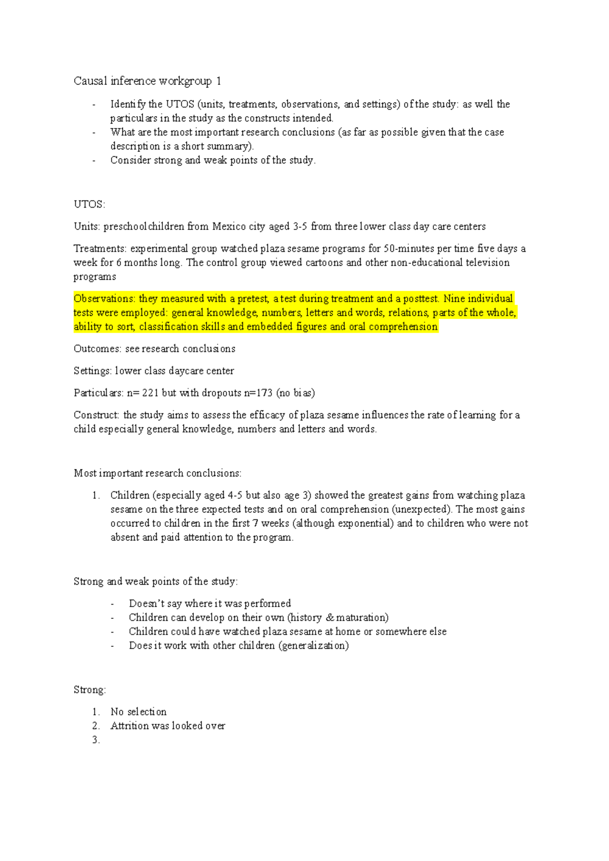 Causal Inference Study: UTOS & Research Conclusions Analysis - Studeersnel