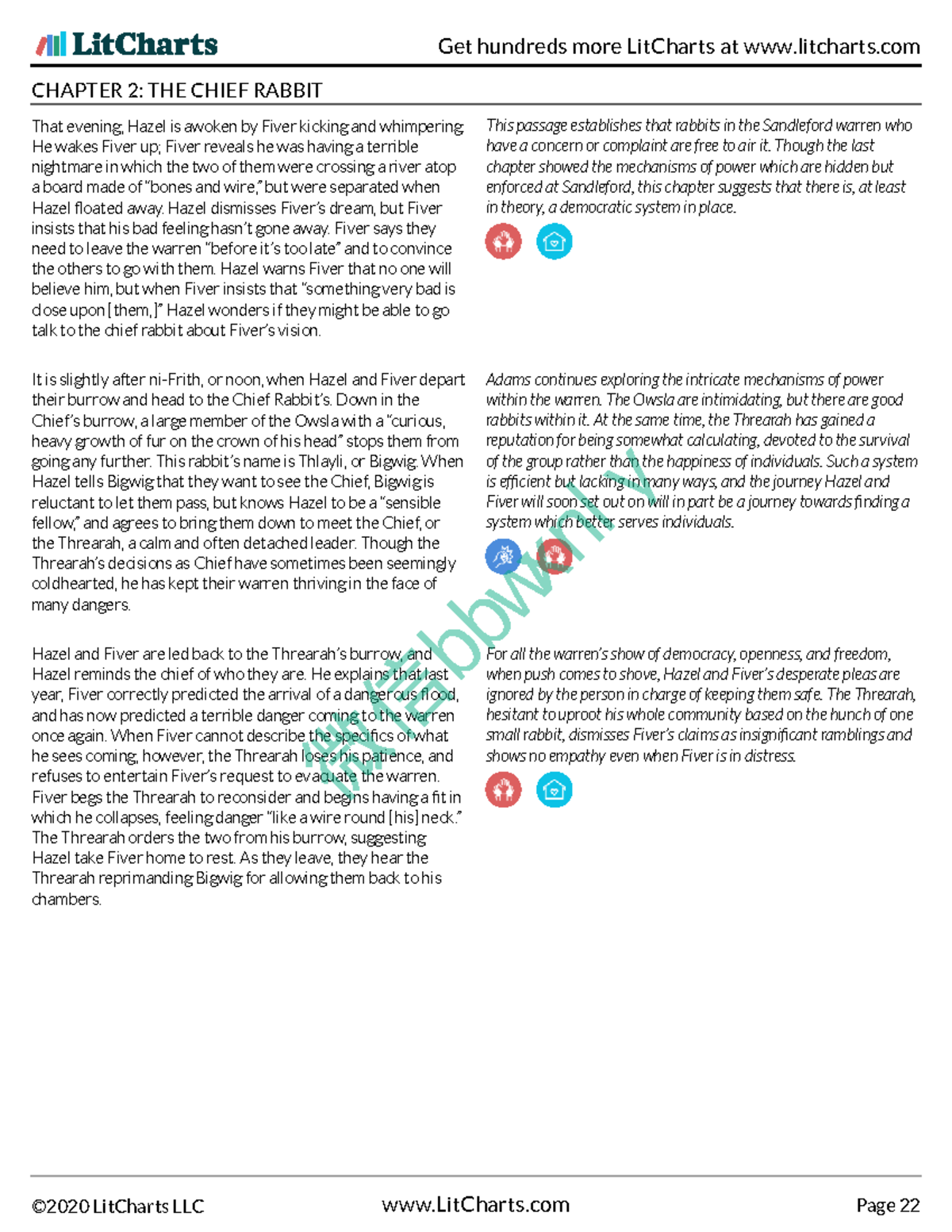 Watership-Down-Lit Chart 22 - CHAPTER 2: THE CHIEF RABBIT That evening ...