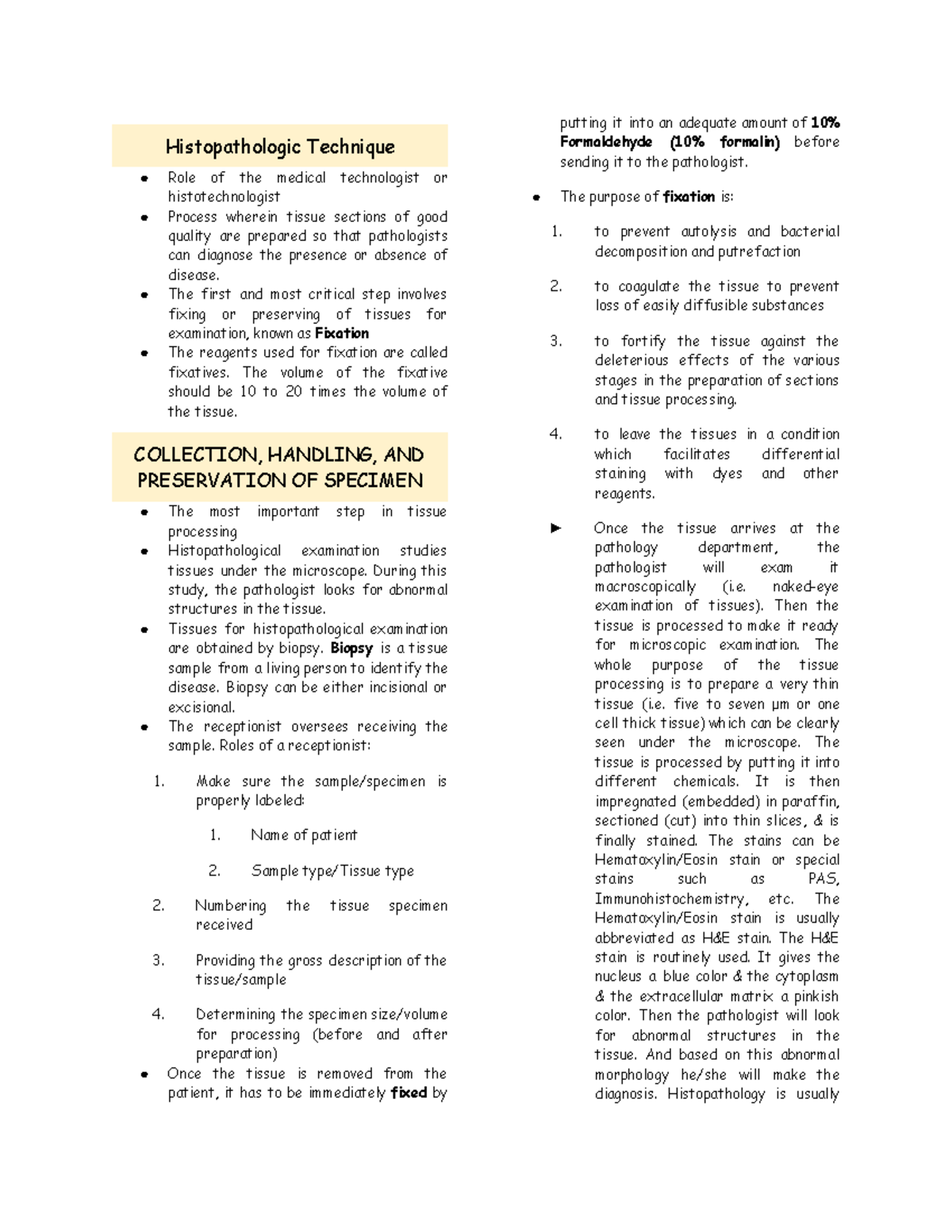 Histopath Laboratory Techniques: Specimen Collection & Preservation ...
