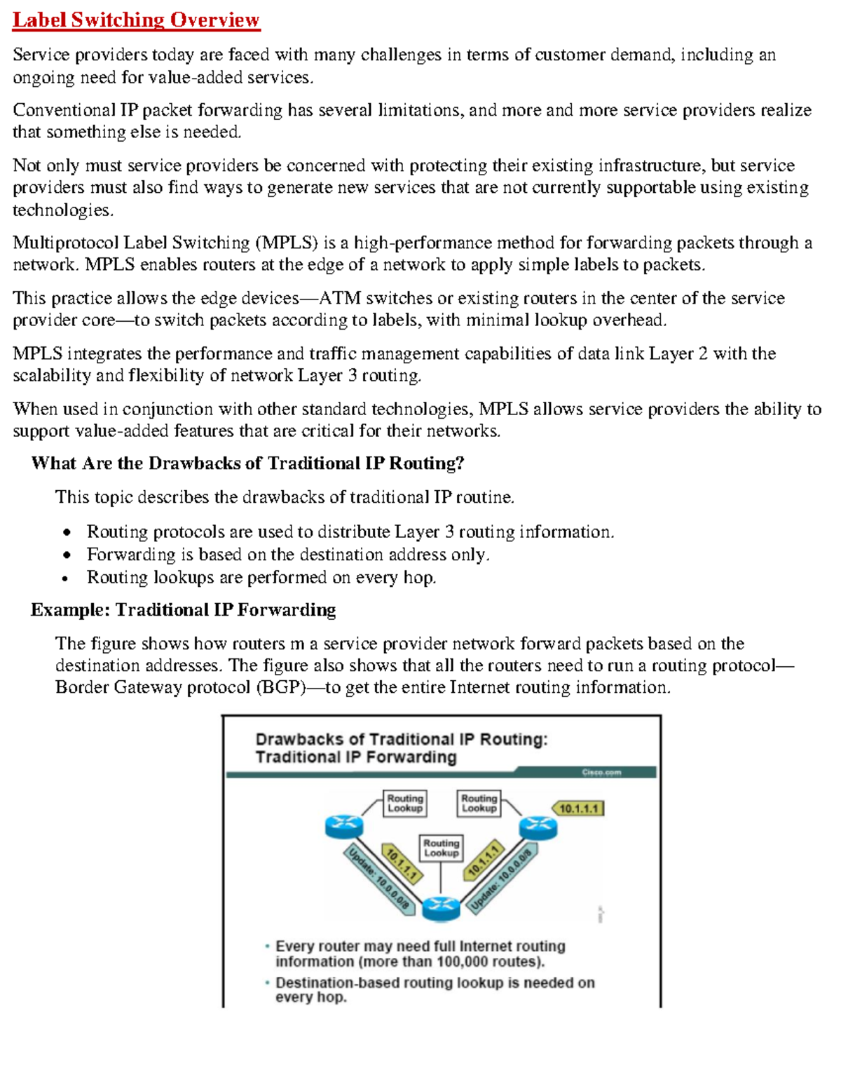 MPLS Label Switching Overview: Key Features and Challenges - Studocu
