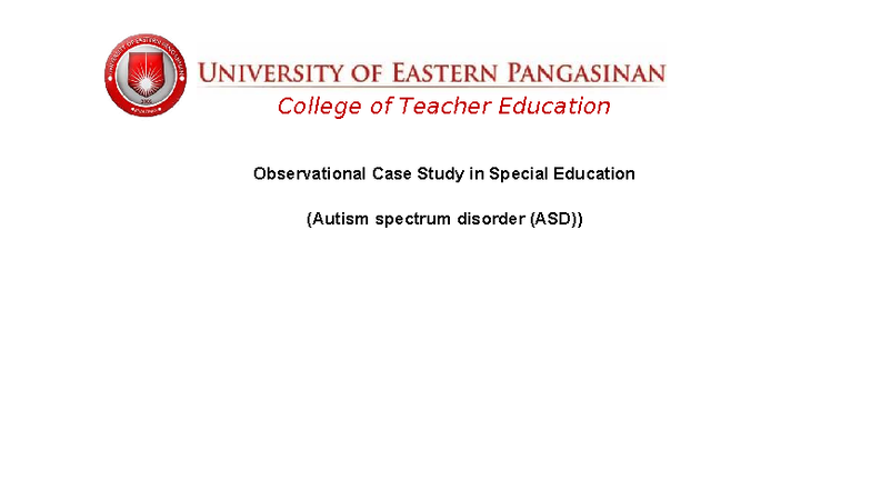 Observational Case Study on Autism Spectrum Disorder (ASD) - CTE 2025 ...