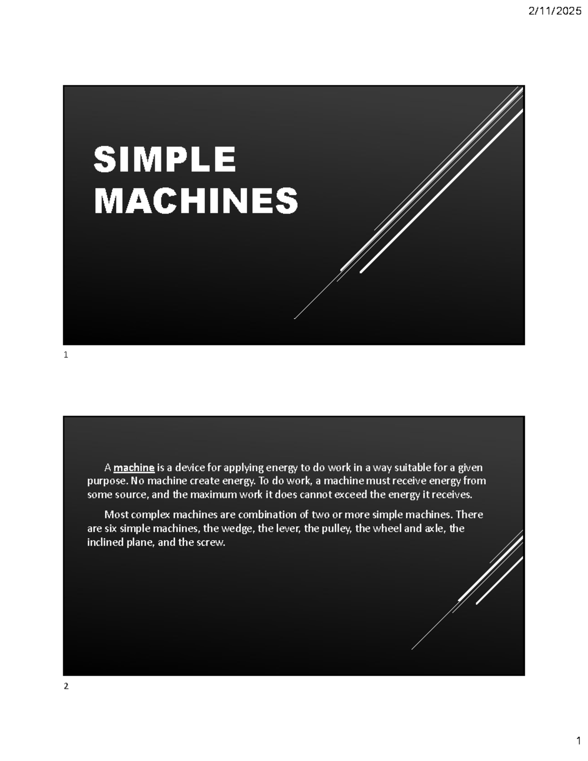 Simple Machines Overview and Example Problems - EAWEAEawEAW - Studocu