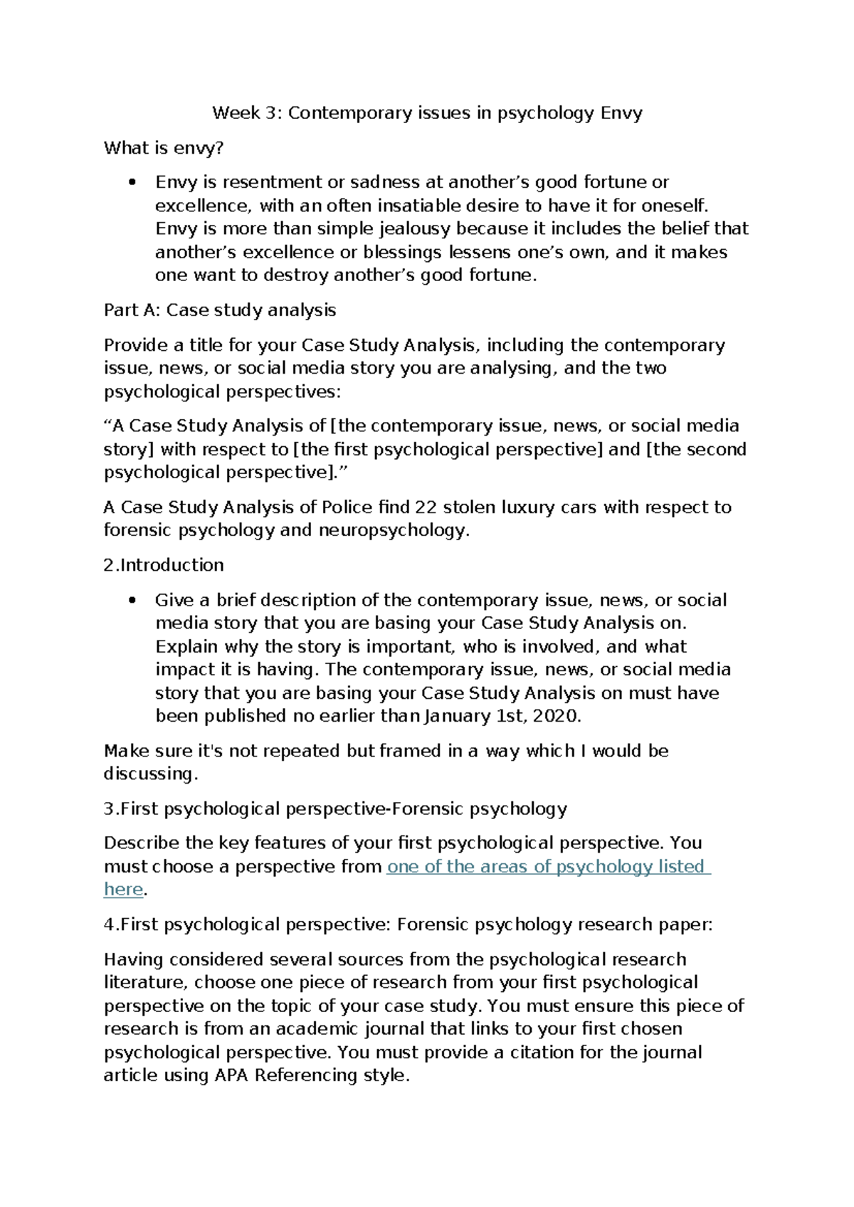 Case Study Analysis: Envy in Forensic & Neuropsychology (PSY101) - Studocu