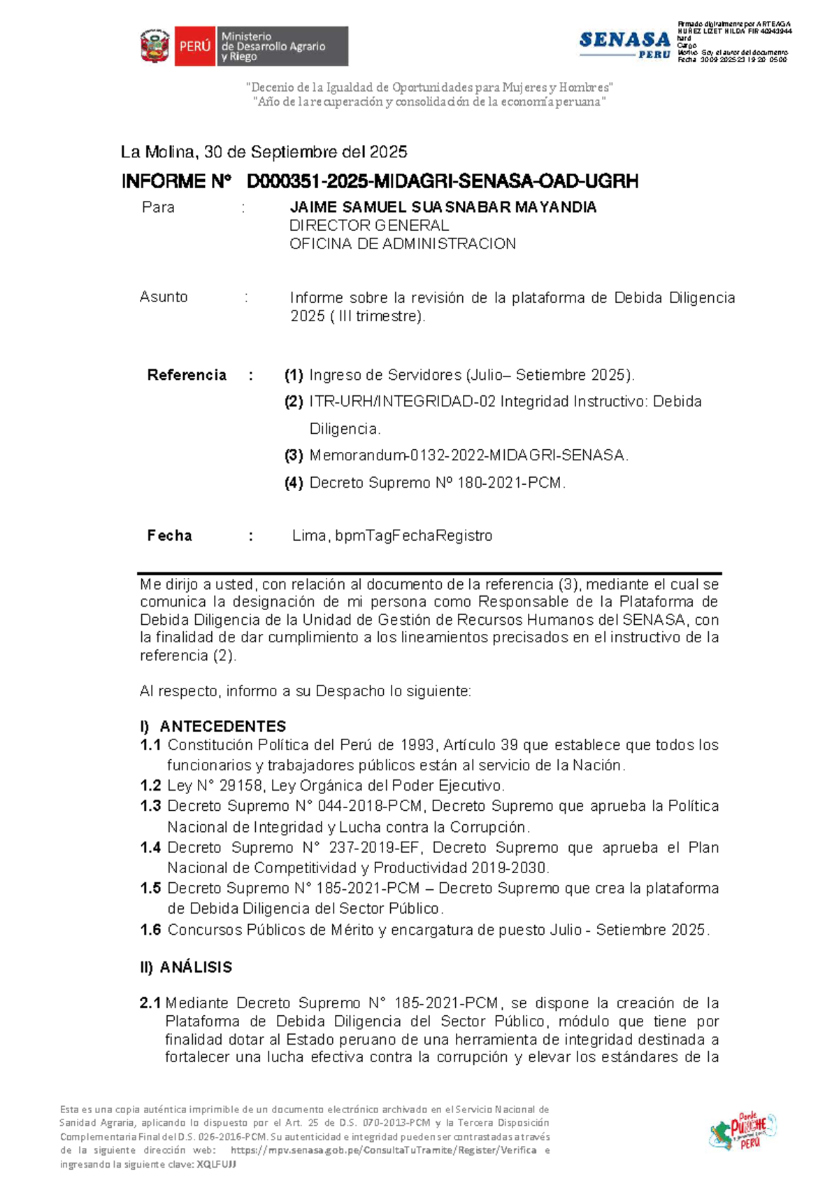 Informe sobre la Plataforma de Debida Diligencia 2025 - FIR 000351 ...