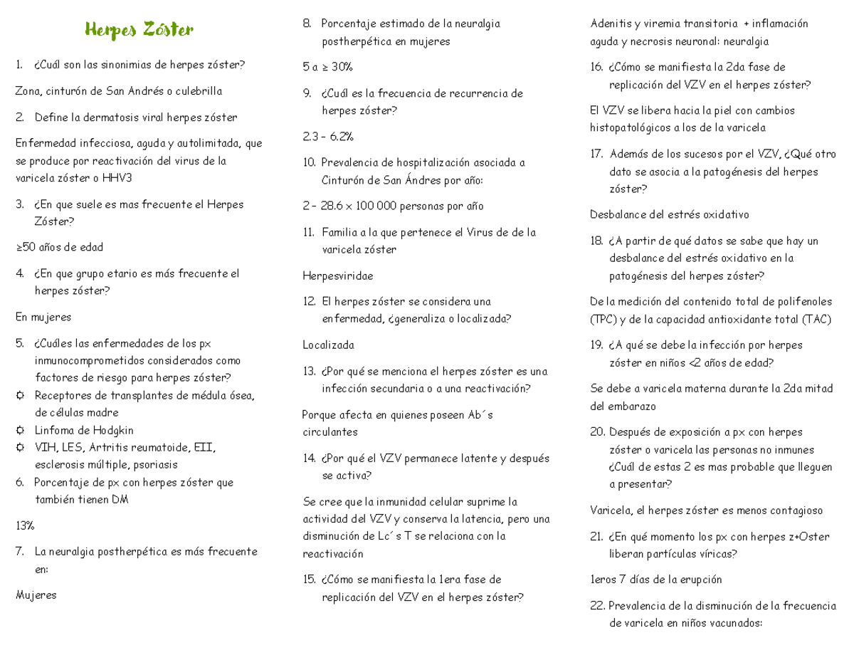 Herpes Zóster - Preguntas y Respuestas sobre la Enfermedad (Arenas ...