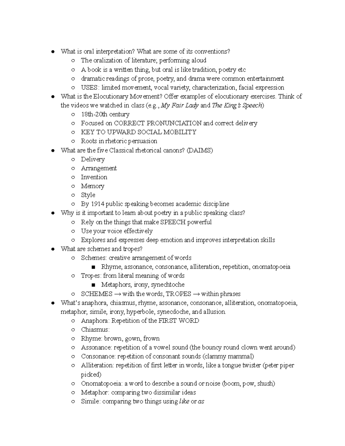 Informative Speech Prep Guide for Public Speaking Course (COMM 101 ...