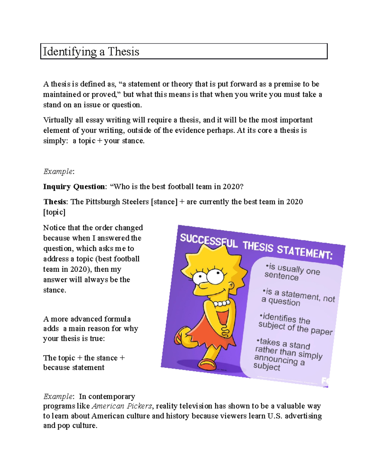 Identifying a Thesis: Key Concepts for Writing Effective Arguments ...