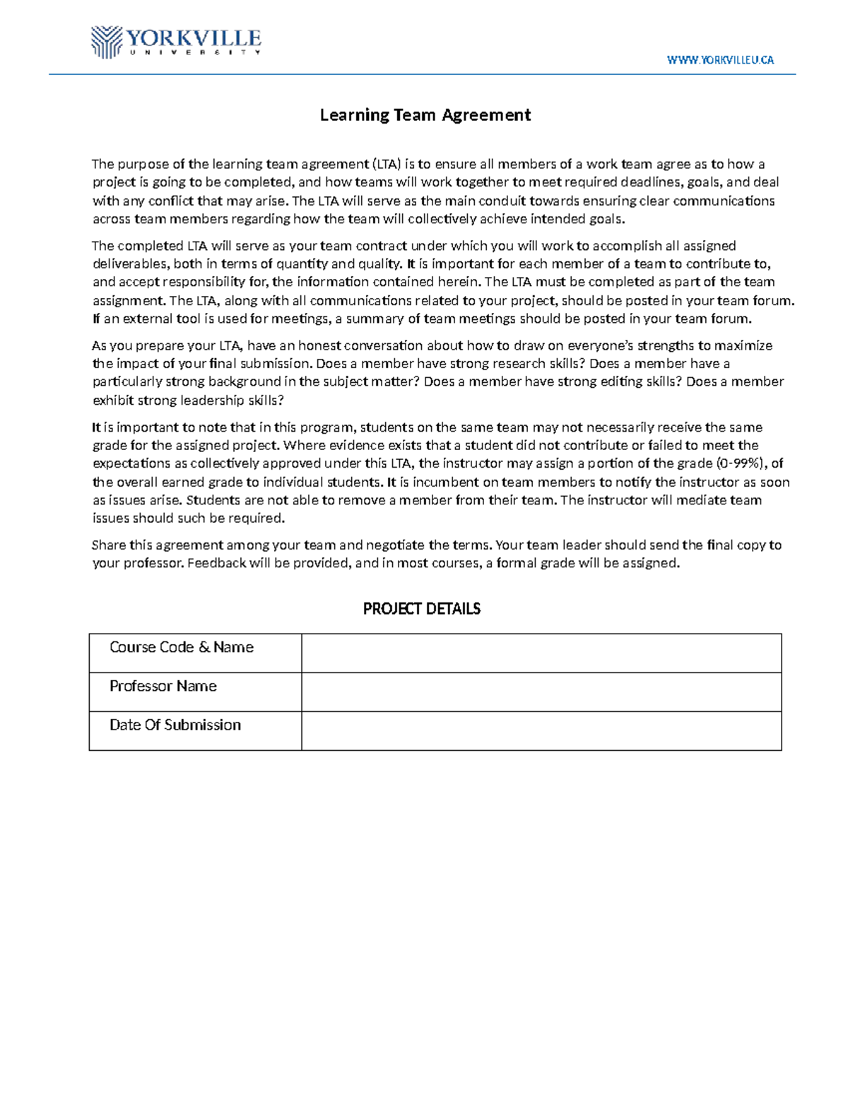 Learning Team Agreement: Collaboration & Expectations Guide - Studocu
