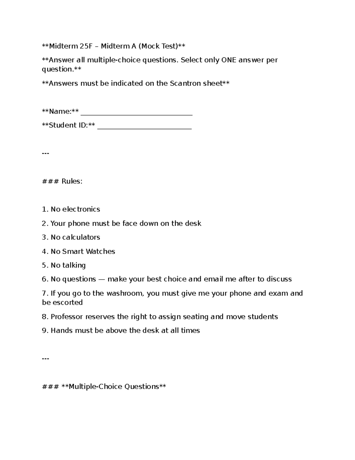 26W Midterm Mock Exam: Java Programming Questions - Studocu