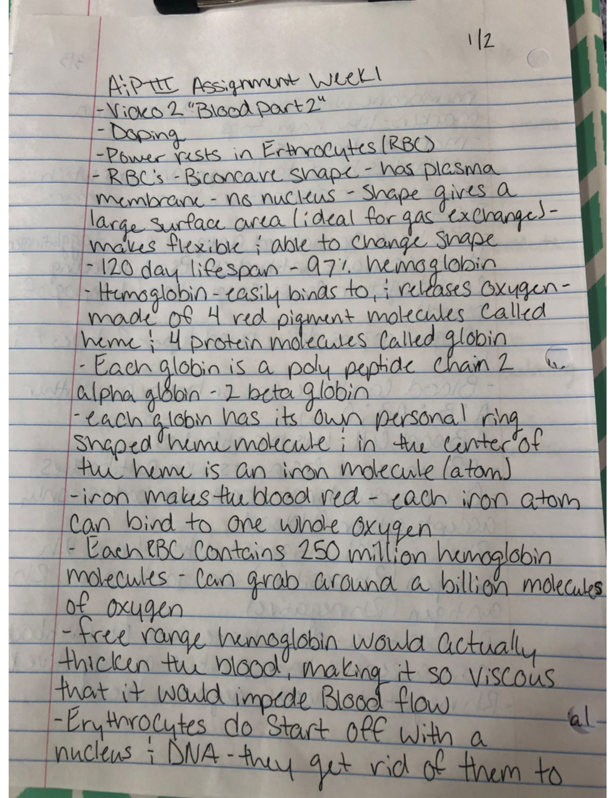 video notes from lecture class online a and p three - AiPTII Assignment ...