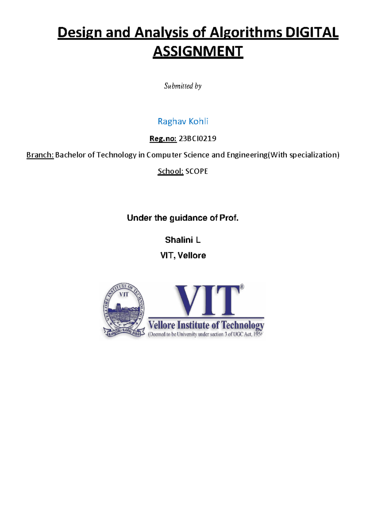 Design and Analysis of Algorithms Lab Submission 3 - CS101 - Studocu