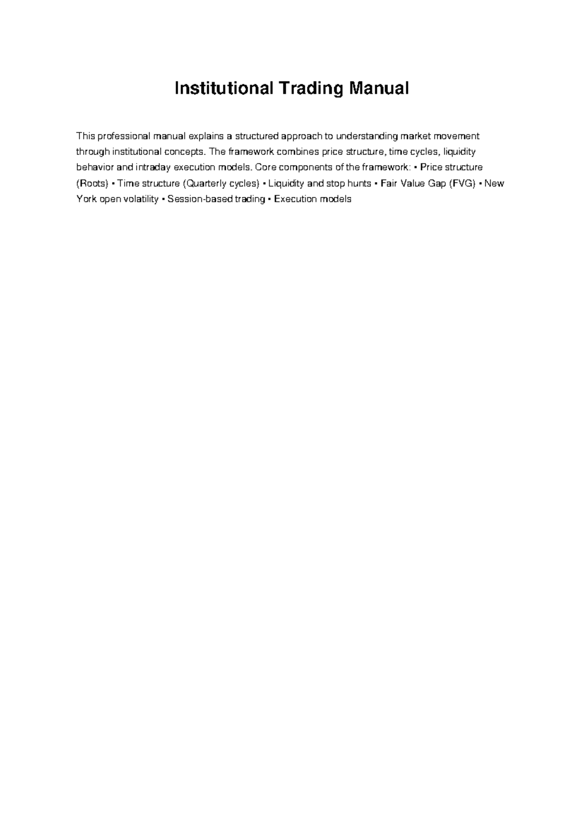 Institutional Trading Manual: Understanding Market Movements - Studocu