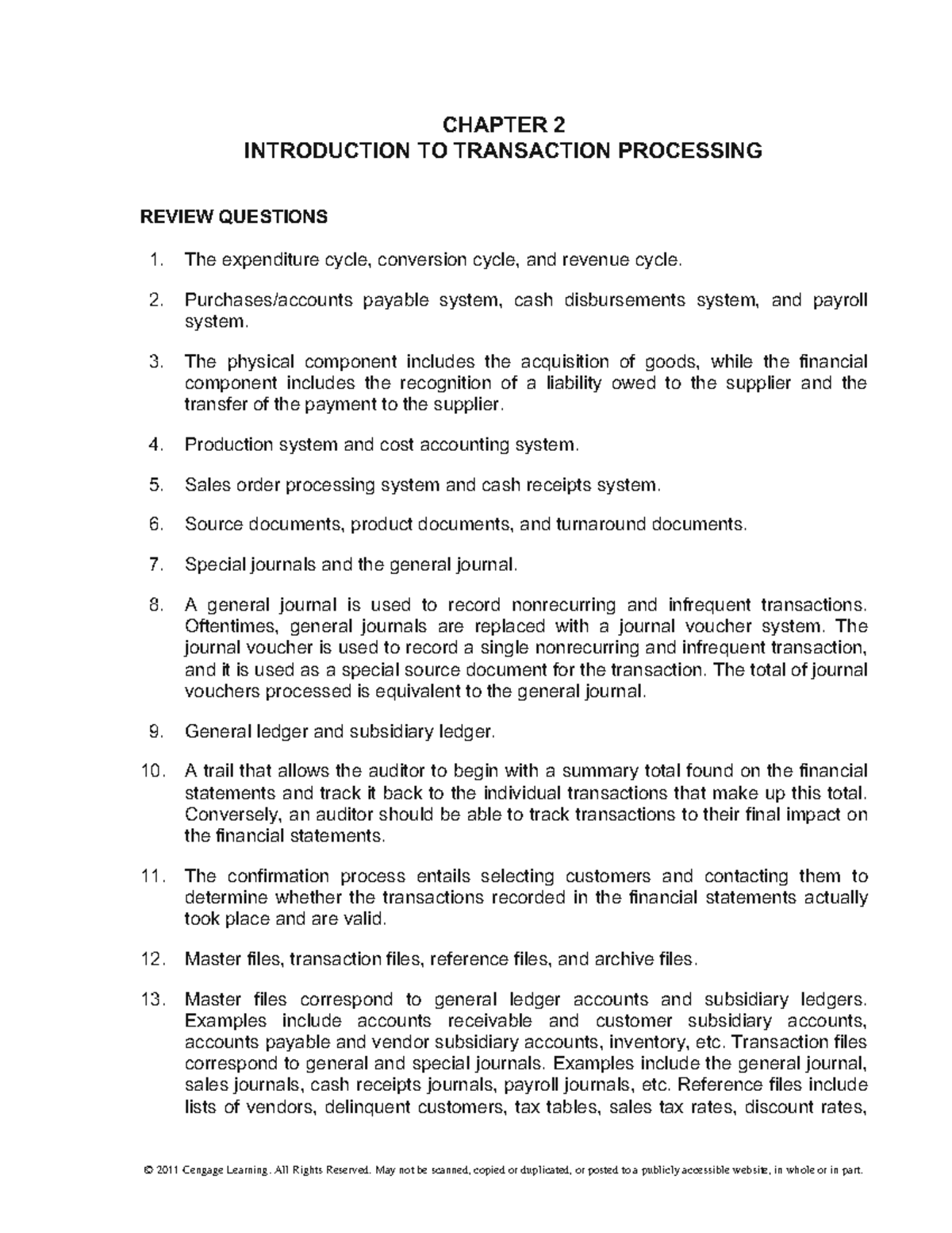 AIS chapter 2 solutions - CHAPTER 2 INTRODUCTION TO TRANSACTION ...