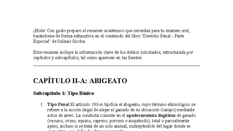 Resumen Académico del Libro sobre Delitos: Abigeato a Usurpación ...