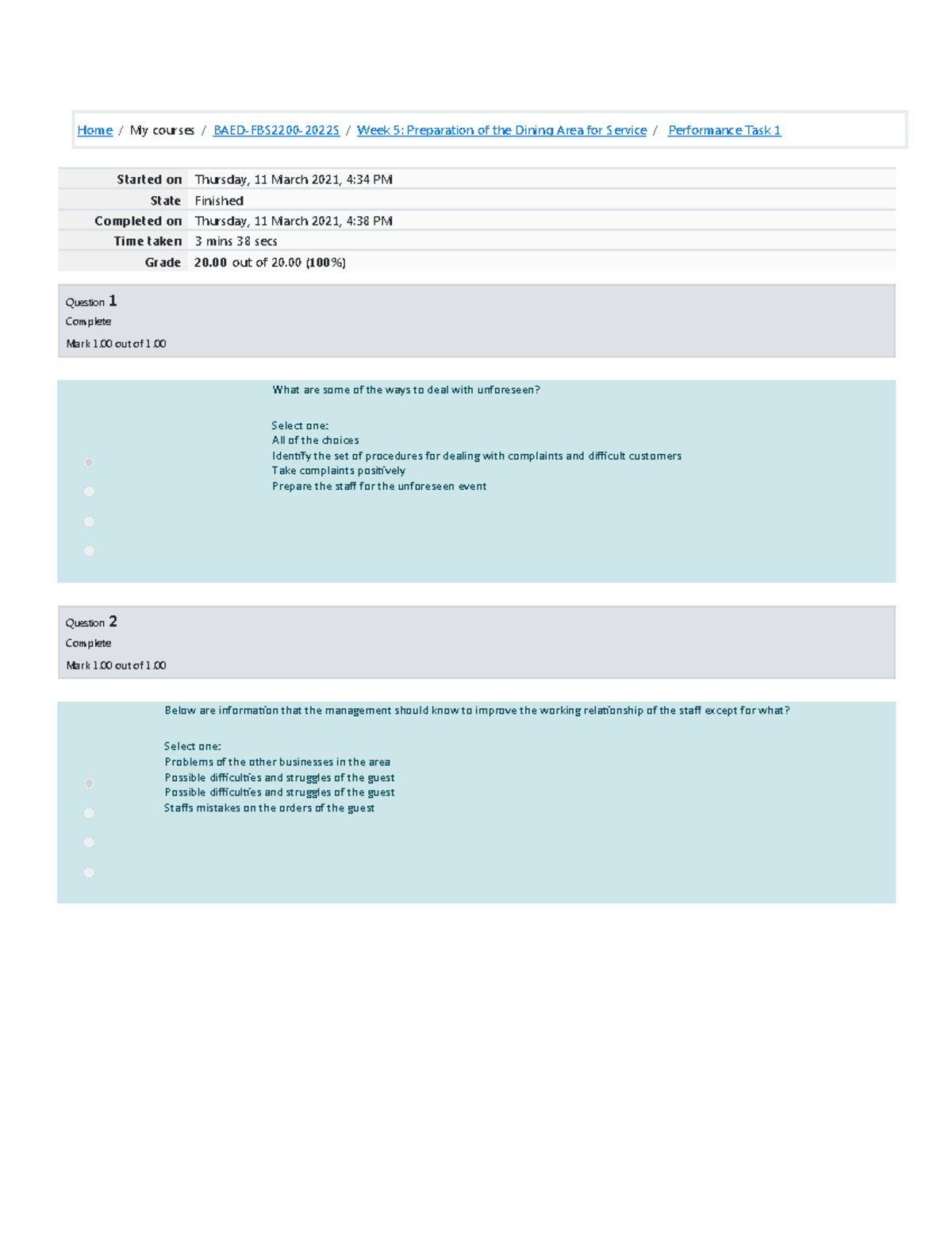 Pdfcoffee - Question 1 Complete Mark 1 out of 1. Question 2 Complete Mark 1 out of 1. What are ...