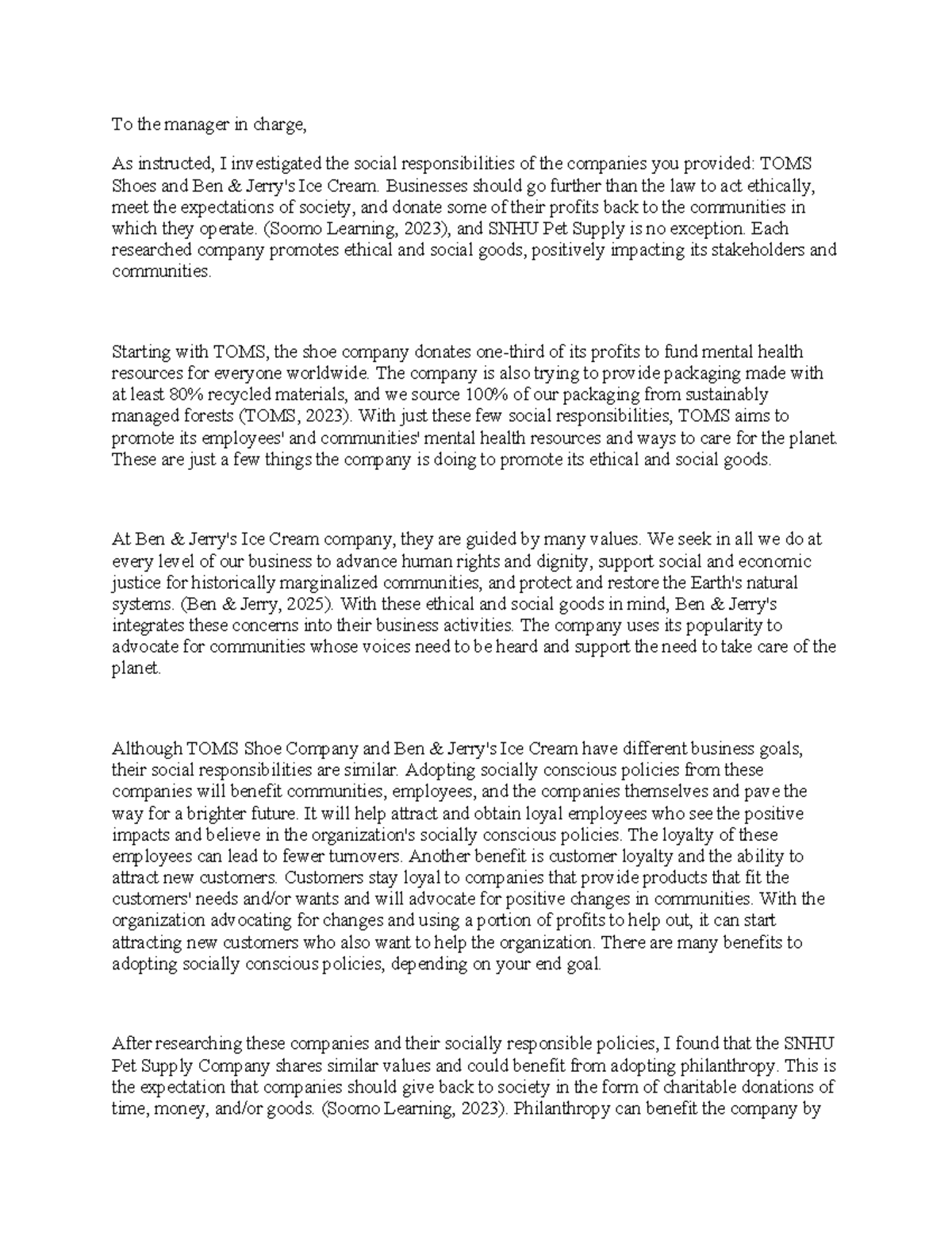 BUS 210 Assignment Mod 5.edited - To the manager in charge, As ...