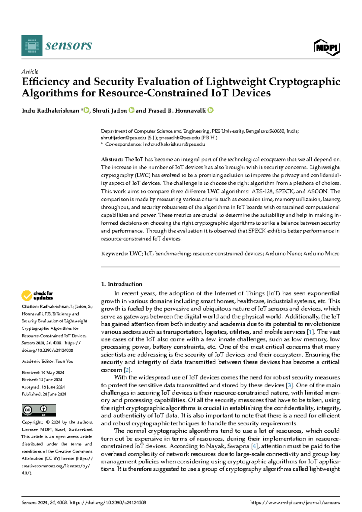 "Evaluation of Lightweight Cryptographic Algorithms for IoT Devices ...
