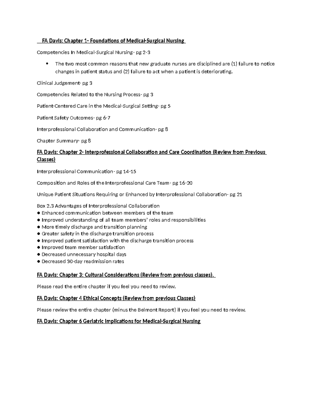 MDS 101: Guided Reading Notes on Medical-Surgical Nursing Foundations ...