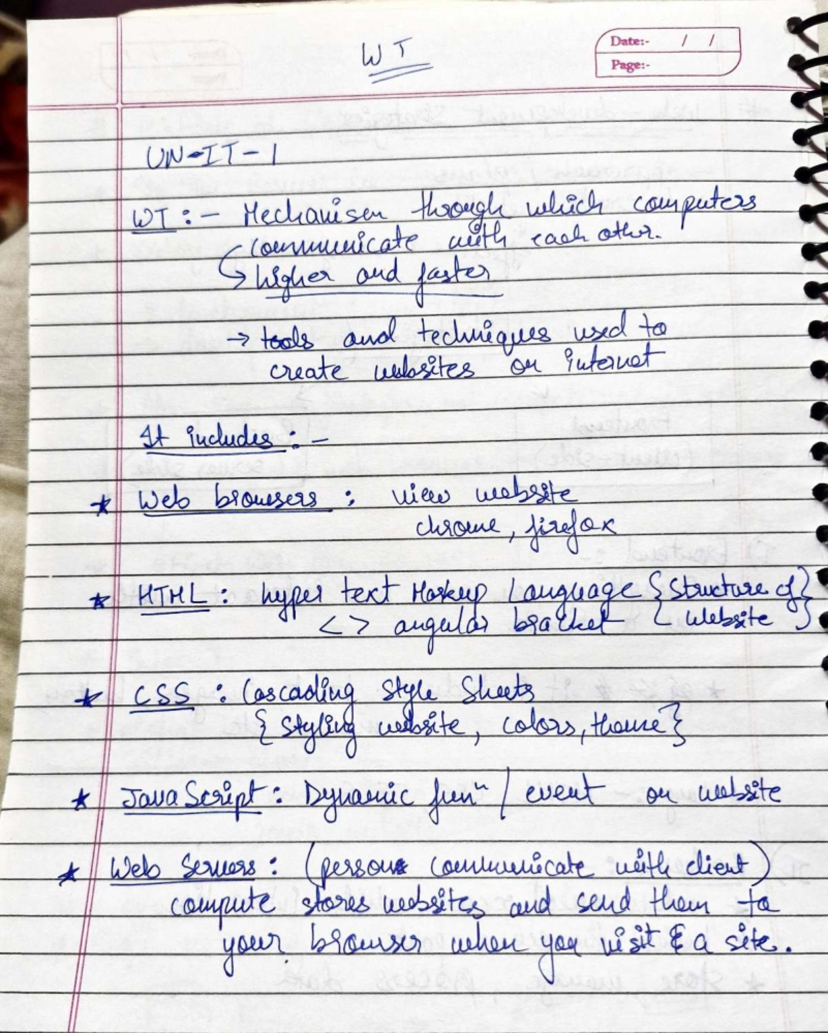 Unit-1 Handwritten Notes: HTML & CSS Overview - Studocu